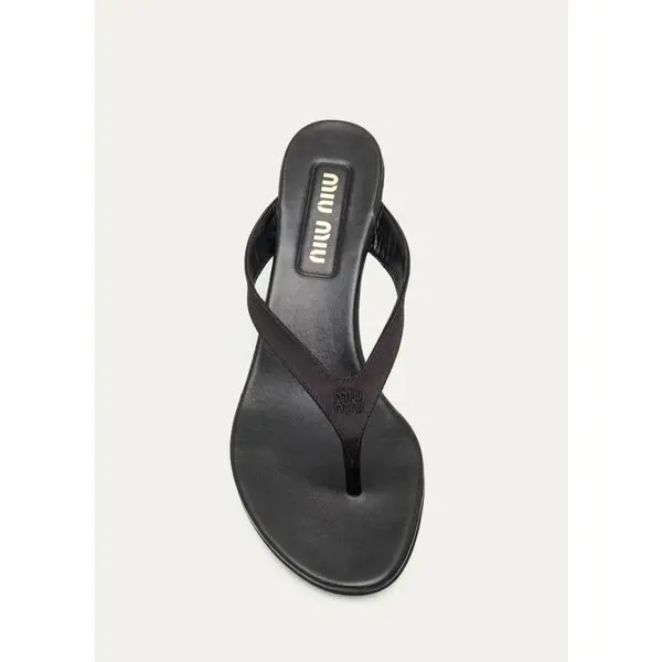 Miu Miu Satin Kitten-heel Thong Sandals - Nero