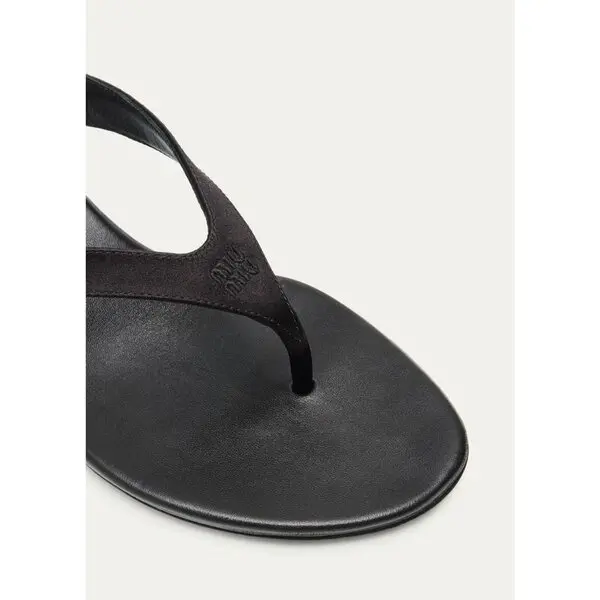 Miu Miu Satin Kitten-heel Thong Sandals - Nero