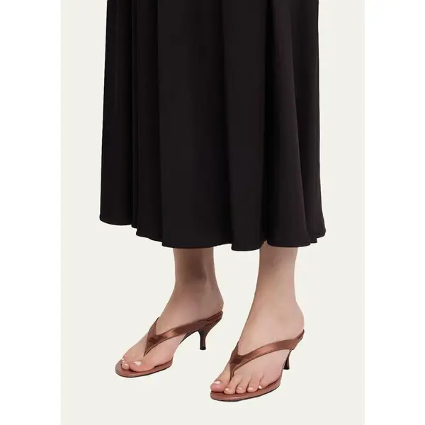 Miu Miu Satin Kitten-heel Thong Sandals - Nero
