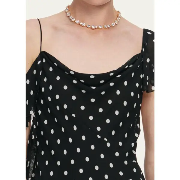 SELF-PORTRAIT Polka Dot Georgette Maxi Dress