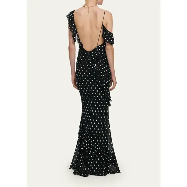 SELF-PORTRAIT Polka Dot Georgette Maxi Dress