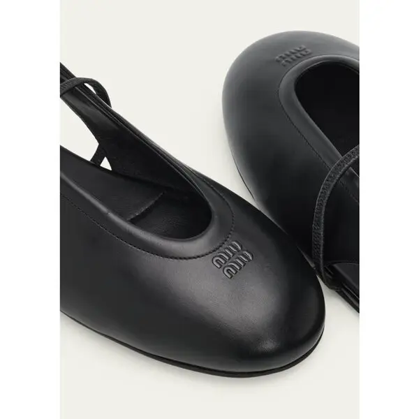 Miu Miu Leather Slingback Mary Jane Ballerina Flats