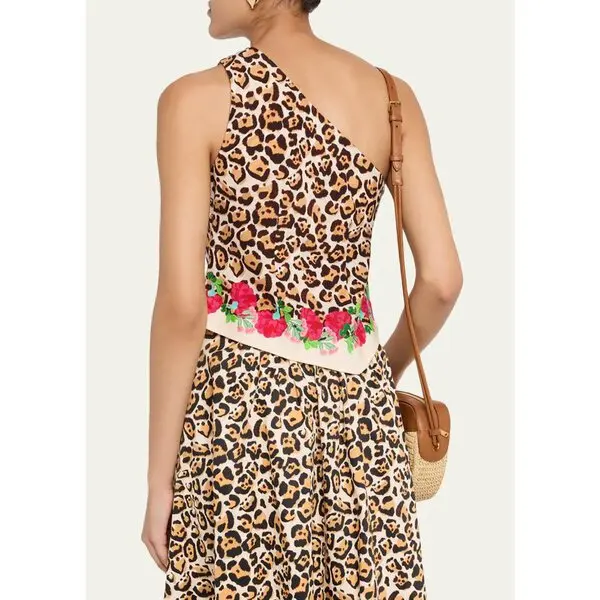 Saloni Madeline Printed One-shoulder Top