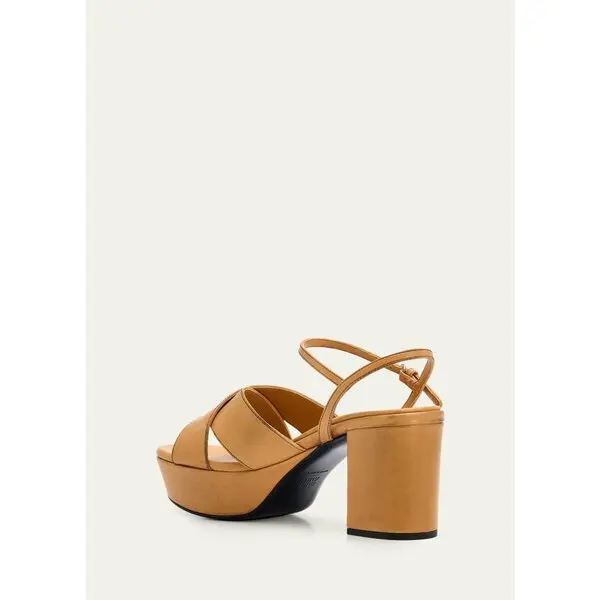 Miu Miu Waxed Leather Platform Sandals
