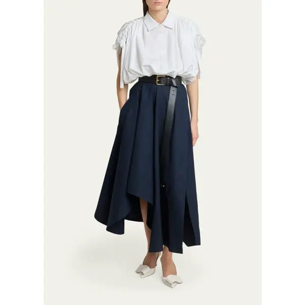 Givenchy Ruched Cotton-poplin Crop Collared Bubble Shirt