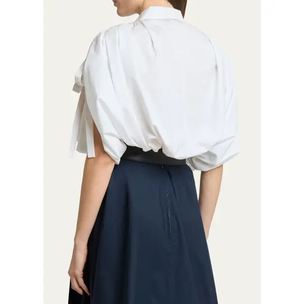 Givenchy Ruched Cotton-poplin Crop Collared Bubble Shirt