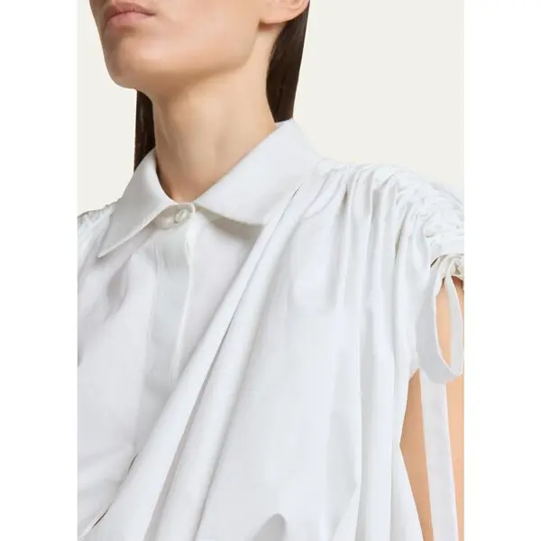 Givenchy Ruched Cotton-poplin Crop Collared Bubble Shirt