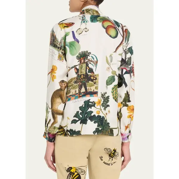 Libertine Hollyhock Floral Silk Slim Tie Keith Blouse