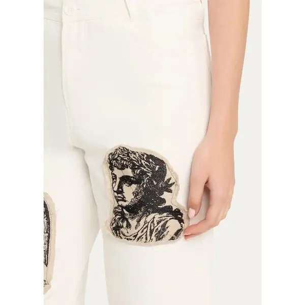 Libertine Graphic Patches Kickflare-leg Ankle Jeans - White