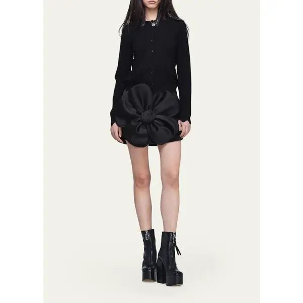 Marc Jacobs Scalloped Daisy Crewneck Cardigan - Black