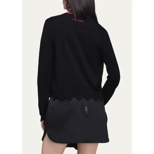 Marc Jacobs Scalloped Daisy Crewneck Cardigan - Black
