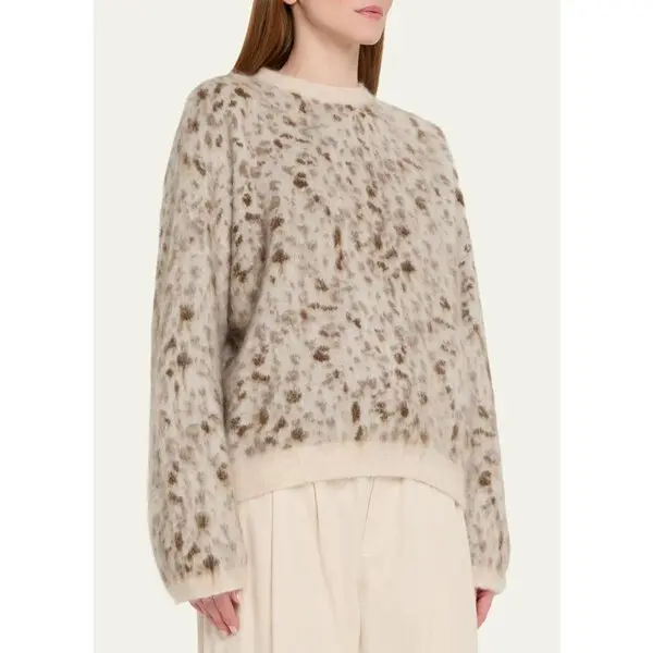 Brunello Cucinelli Blurred Jacquard Cashmere Knit Sweater
