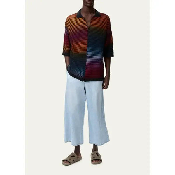Loewe X Paula's Ibiza Denim Cropped Wide-leg Drawstring Pants