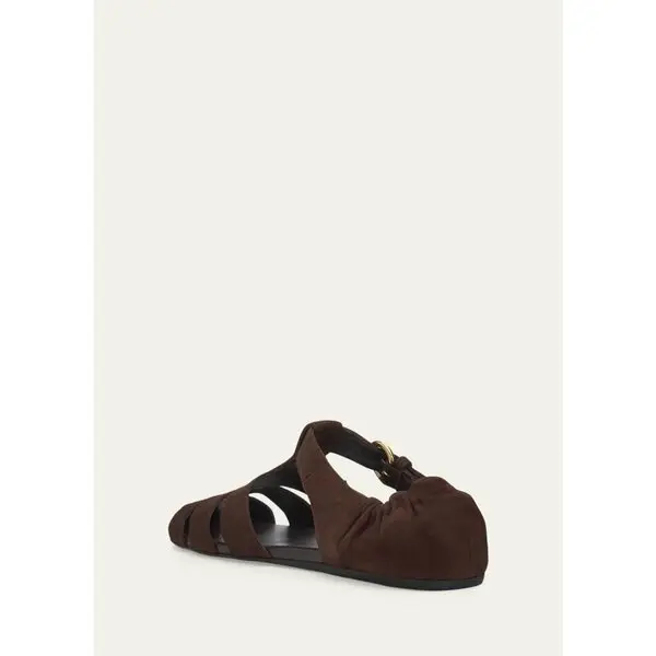 Miu Miu Ruched Suede Fisherman Sandals