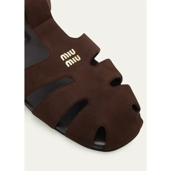 Miu Miu Ruched Suede Fisherman Sandals