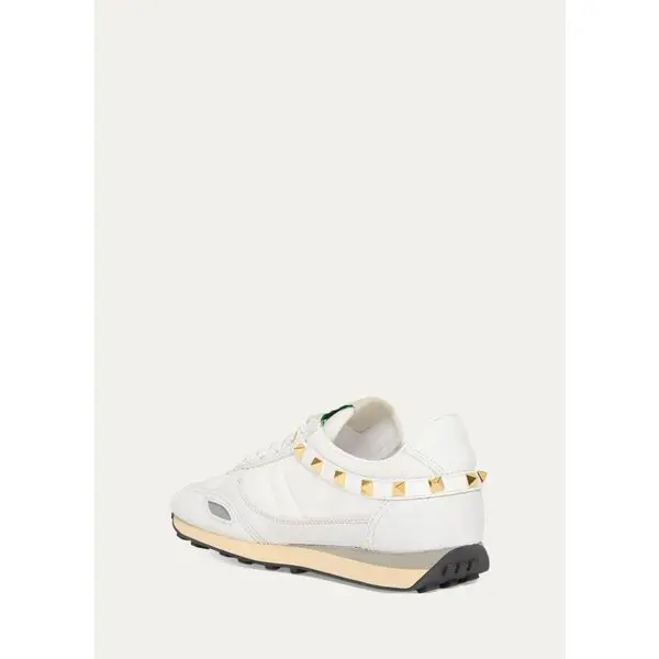 Valentino Garavani Rockstud Nylon And Leather Low-top Sneakers