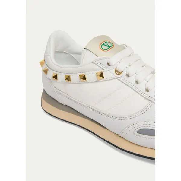 Valentino Garavani Rockstud Nylon And Leather Low-top Sneakers