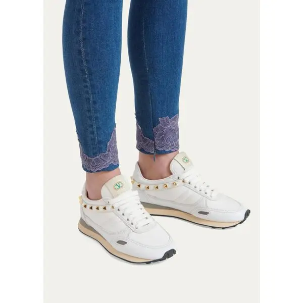 Valentino Garavani Rockstud Nylon And Leather Low-top Sneakers
