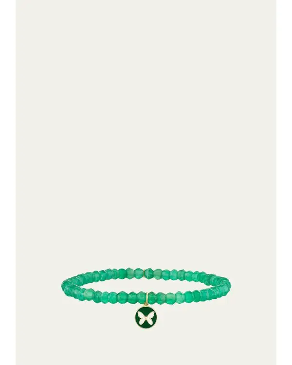 SYDNEY EVAN 14k Enamel Butterfly On Onyx Bracelet