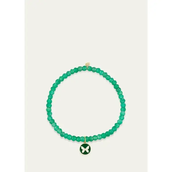 SYDNEY EVAN 14k Enamel Butterfly On Onyx Bracelet
