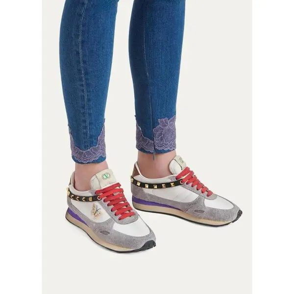 Valentino Garavani Embroidered Rockstud Low-top Sneakers