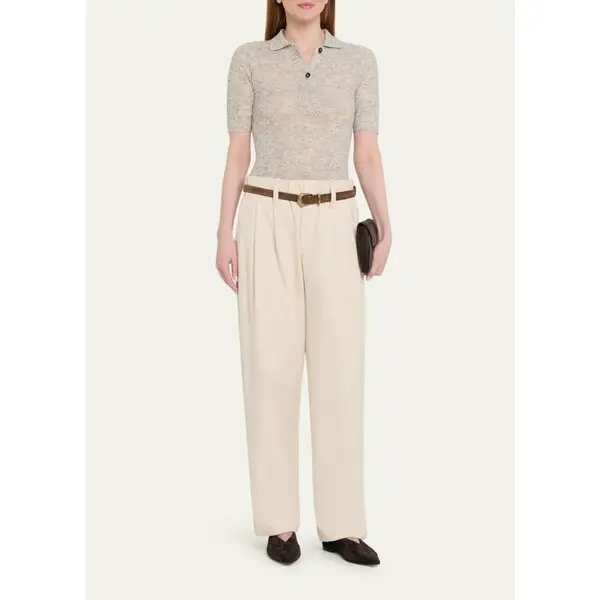 Brunello Cucinelli Lace-effect Polo Short-sleeve Sweater