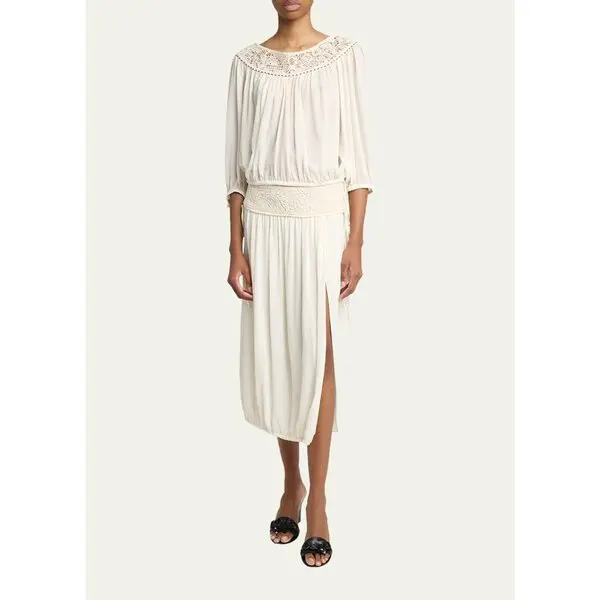 Isabel Marant Étoile Nelida Guipure Lace-trim Silk Gauze Drawstring Blouse