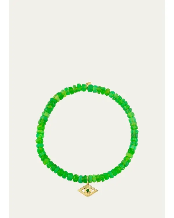SYDNEY EVAN 14k Emerald Evil Eye On Kiwi Opal Bracelet