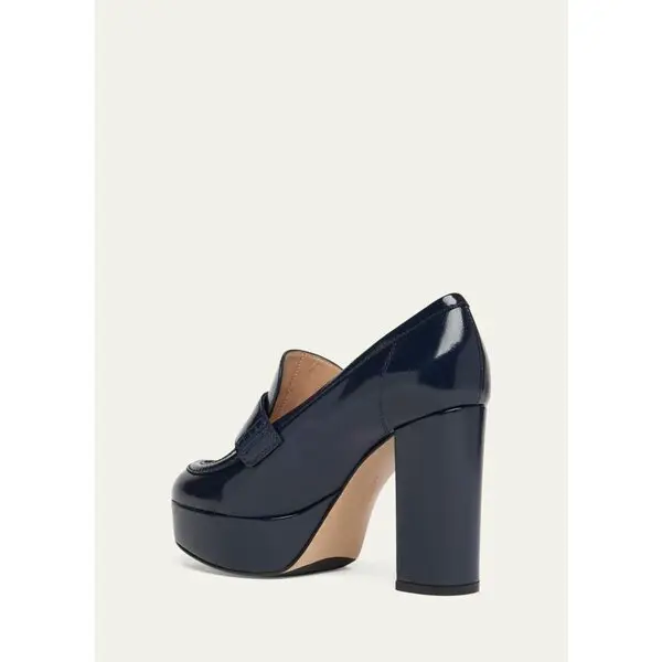 GIANVITO ROSSI 70mm Patent Platform Penny Loafers - Black