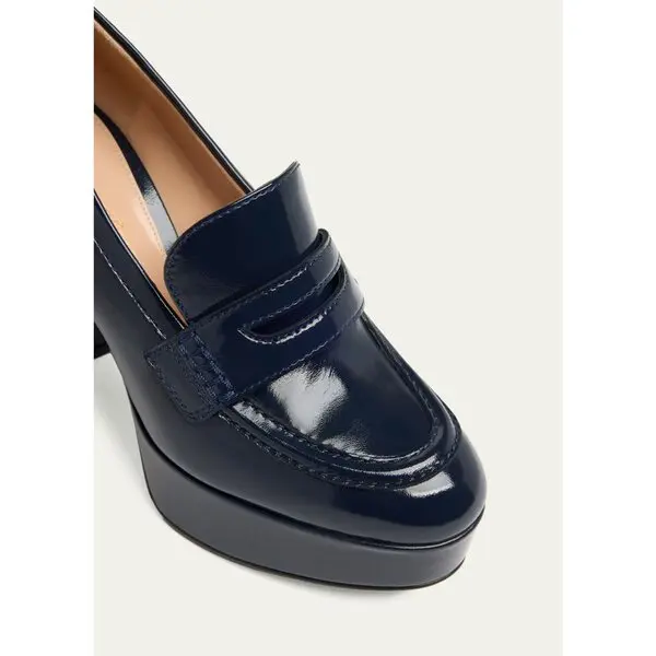 GIANVITO ROSSI 70mm Patent Platform Penny Loafers - Black
