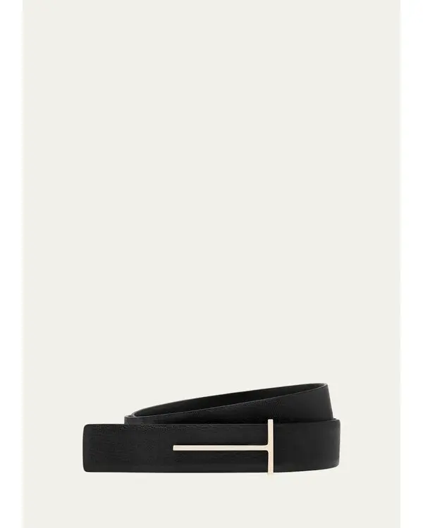 TOM FORD T Leather Belt - Black