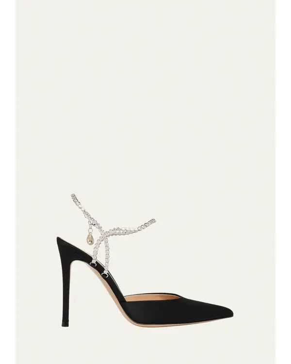 GIANVITO ROSSI 105mm Satin Crystal Ankle-strap Pumps