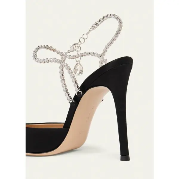 GIANVITO ROSSI 105mm Satin Crystal Ankle-strap Pumps