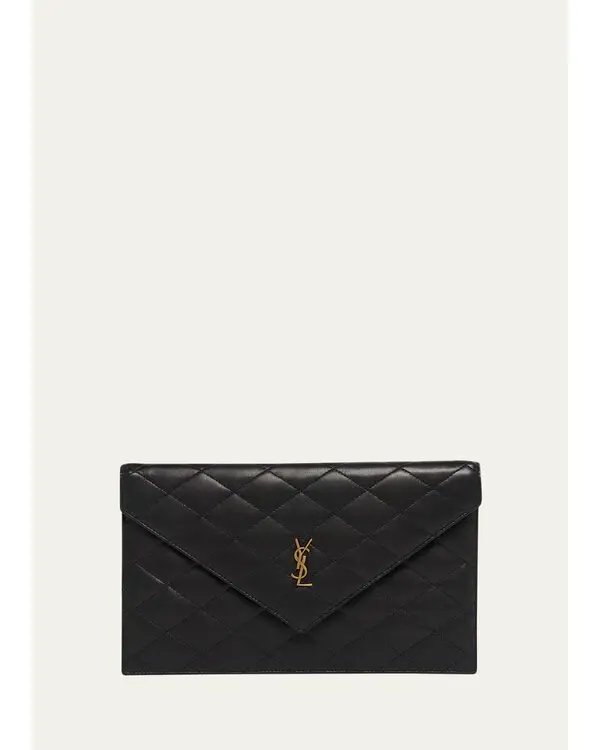 Saint Laurent Paris Pouch In Lambskin Leather - Black