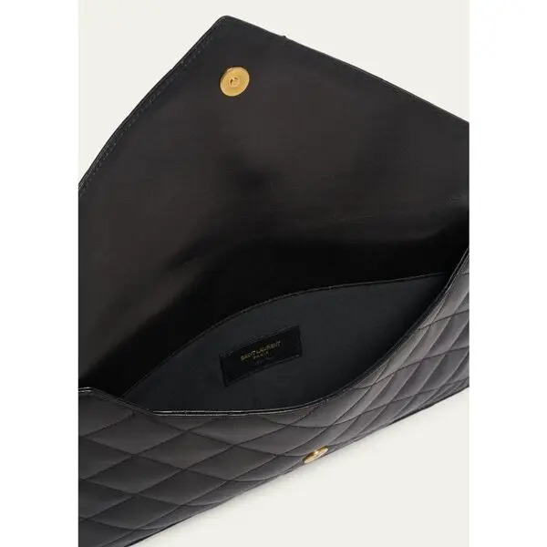 Saint Laurent Paris Pouch In Lambskin Leather - Black