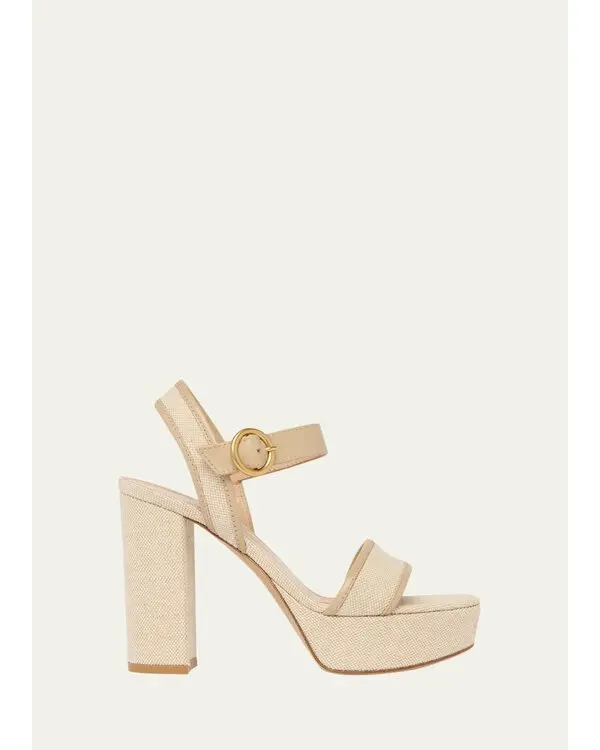 GIANVITO ROSSI 70mm Platform Leather-trimmed Canvas Sandals