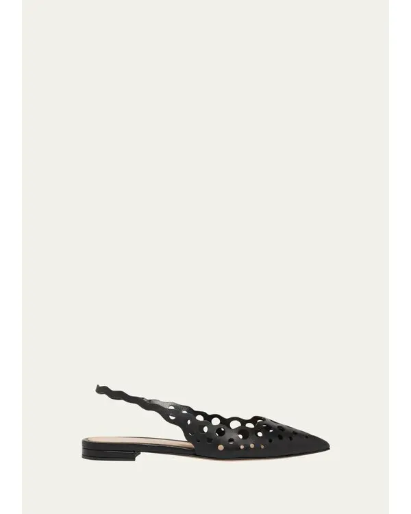 GIANVITO ROSSI Perforated Nappa Leather Slingback Flats