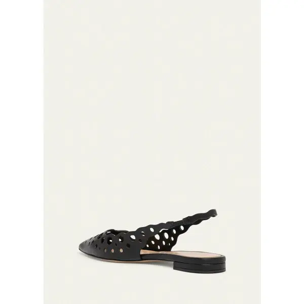 GIANVITO ROSSI Perforated Nappa Leather Slingback Flats