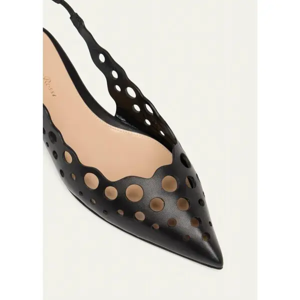 GIANVITO ROSSI Perforated Nappa Leather Slingback Flats