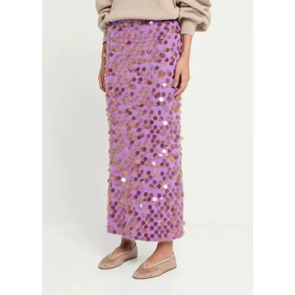 ZANKOV Delphine Sequined Mohair-blend Knit Midi Skirt