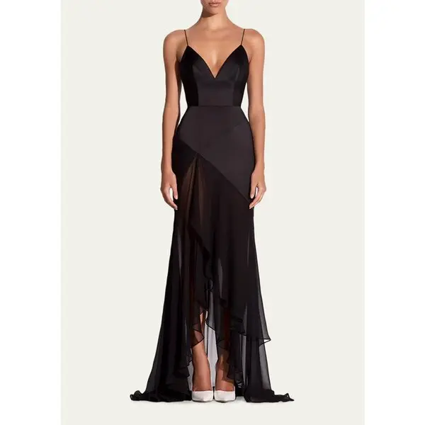 Alex Perry Plunging Panelled Silk Bikini Gown