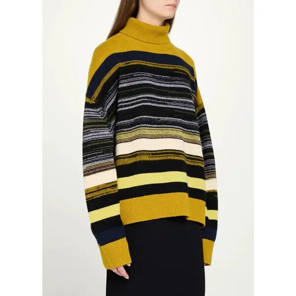 ZANKOV Junko Striped Merinno Wool-cashmere Turtleneck Sweater