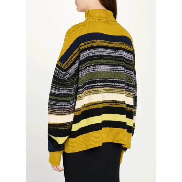 ZANKOV Junko Striped Merinno Wool-cashmere Turtleneck Sweater