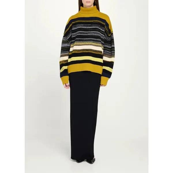 ZANKOV Junko Striped Merinno Wool-cashmere Turtleneck Sweater