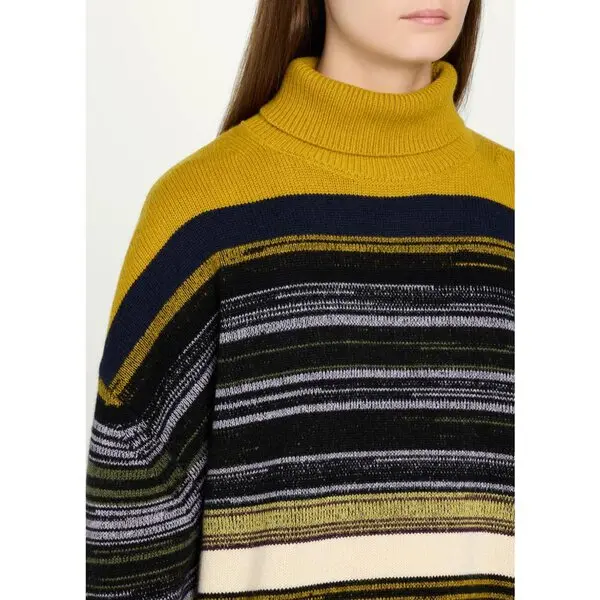 ZANKOV Junko Striped Merinno Wool-cashmere Turtleneck Sweater