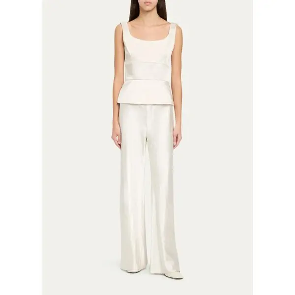 LIBEROWE Sleeveless Satin Peplum Bodice Top