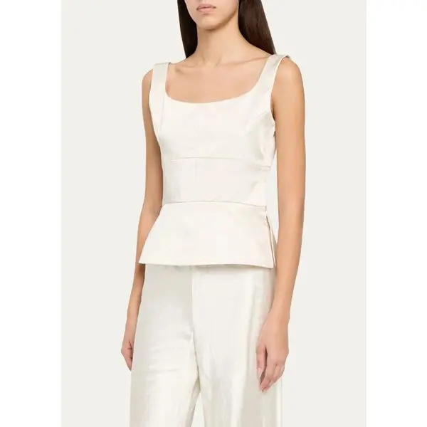 LIBEROWE Sleeveless Satin Peplum Bodice Top