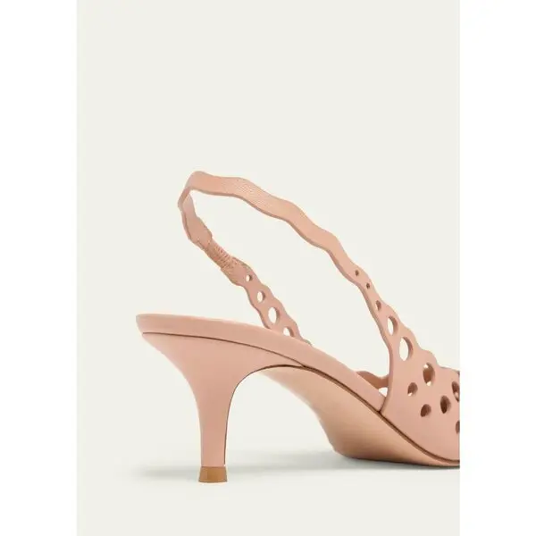 GIANVITO ROSSI 55mm Perforated Nappa Leather Slingback Pumps - Peach
