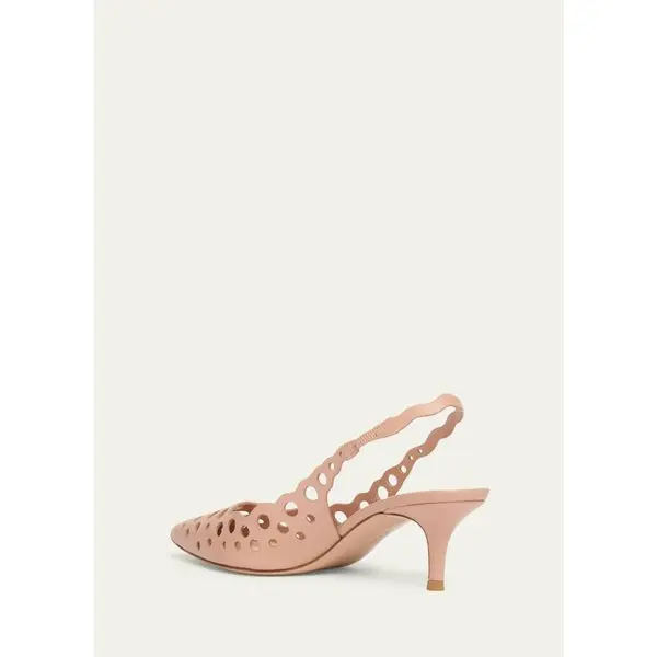 GIANVITO ROSSI 55mm Perforated Nappa Leather Slingback Pumps - Peach