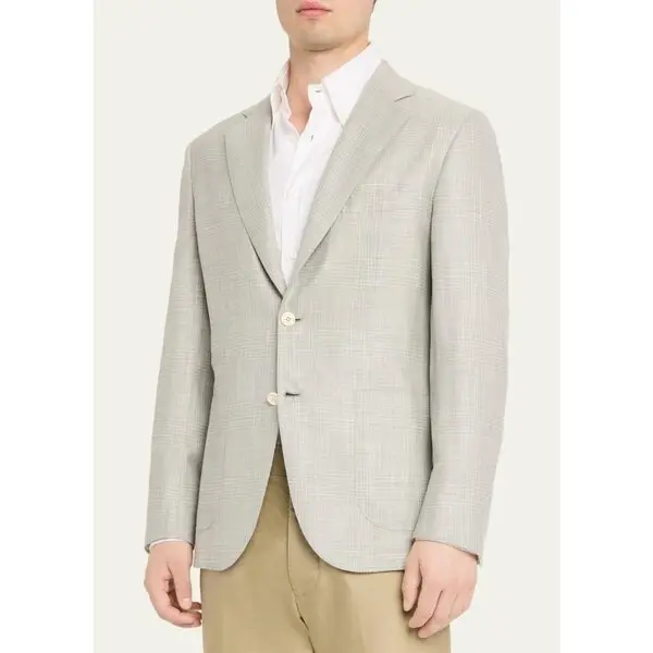 Brioni Wool Plume Plaid Single-breasted Sport Coat